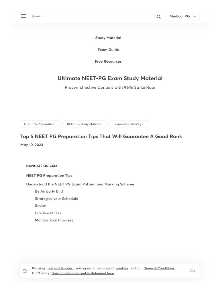 Top 5 NEET PG Preparation Tips That Will Guarantee A Good Rank | PDF | Multiple Choice | Medicine