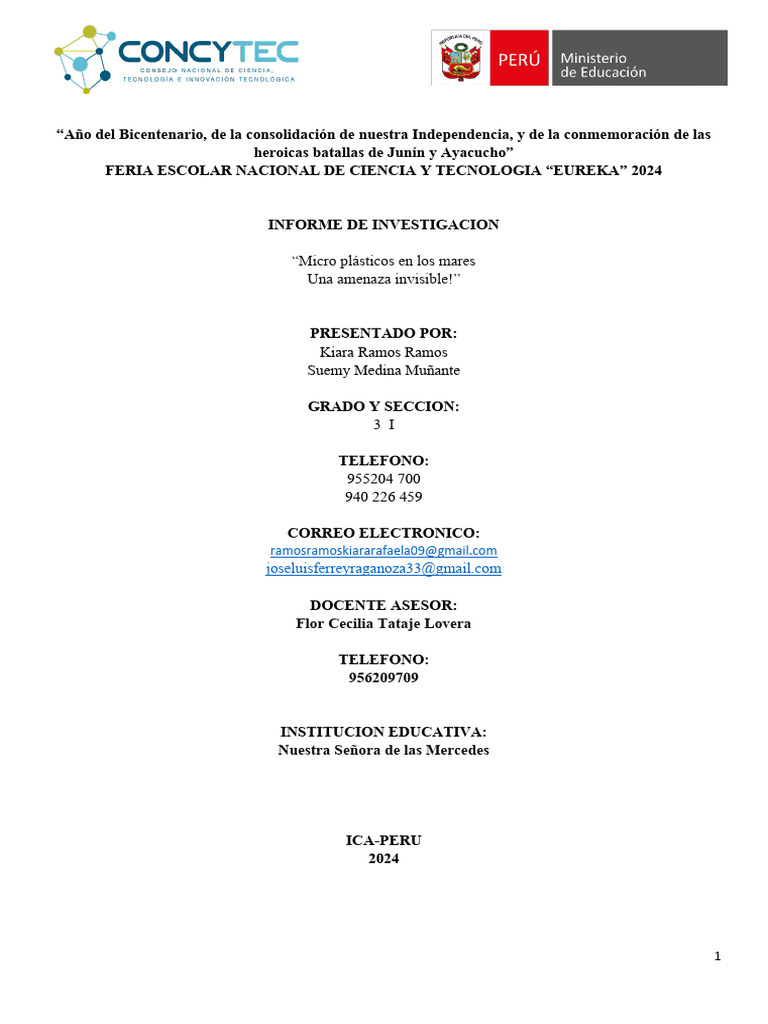 Informe Indagacion Cientifica-Eureka | PDF | Contaminación | Entorno ...