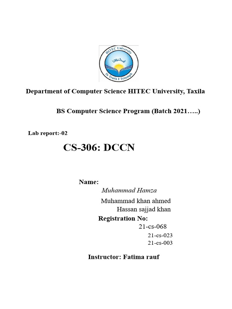 Lab 2 DCCN | PDF | Communications Protocols | Internet Architecture