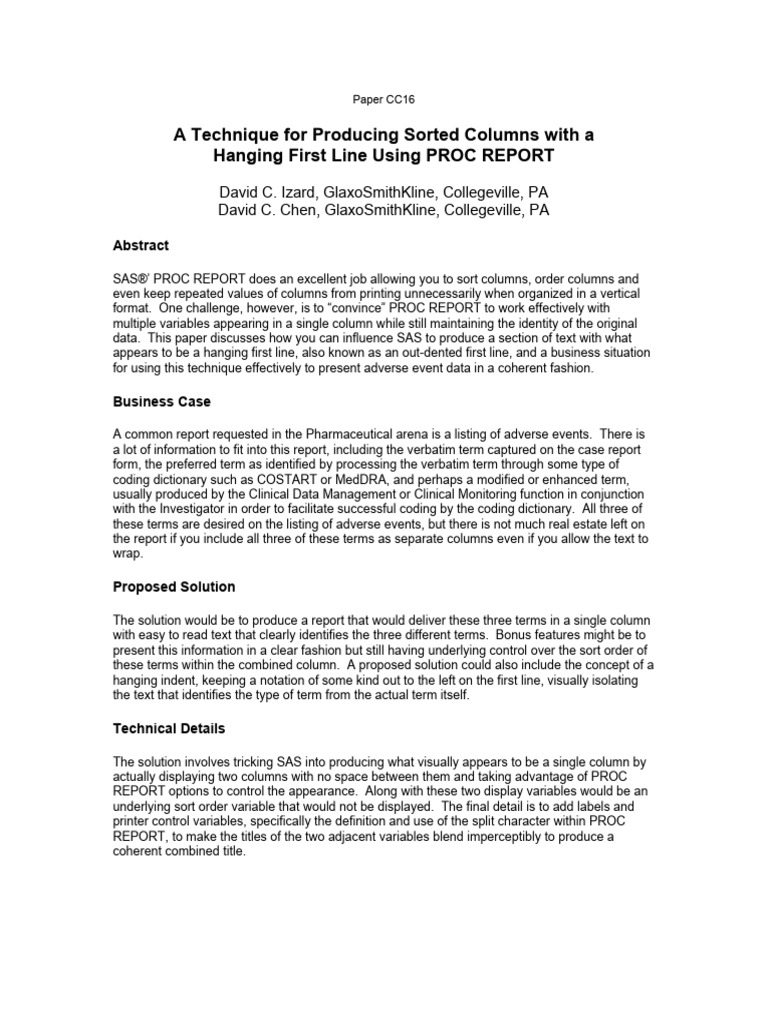 A Technique For Producing Sorted Columns With A Hanging First Line ...