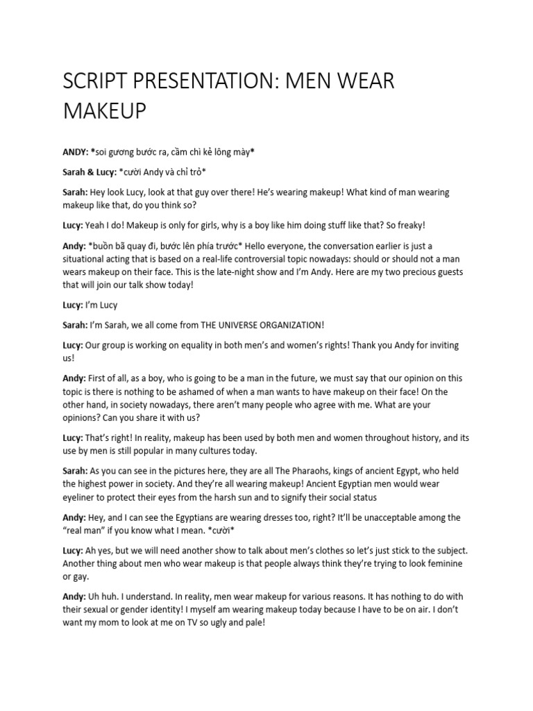SCRIPT PRESENTATION For Men Wear | PDF | Masculinity | Gender