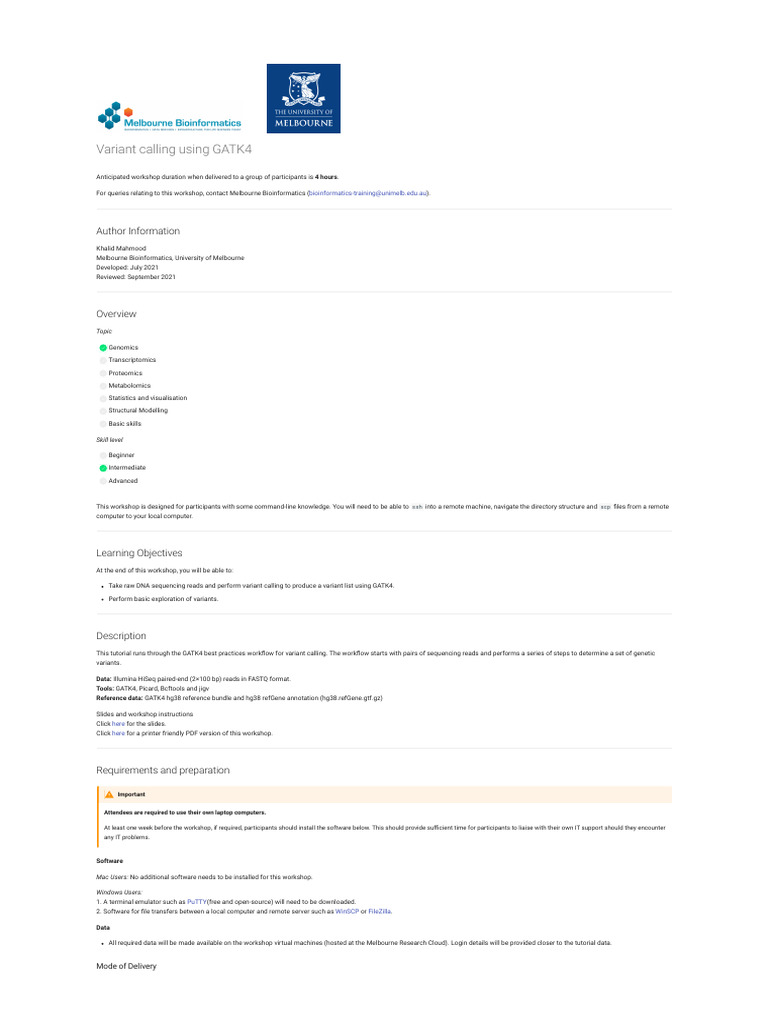 Variant Calling Gatk1 | PDF | Secure Shell | Computing