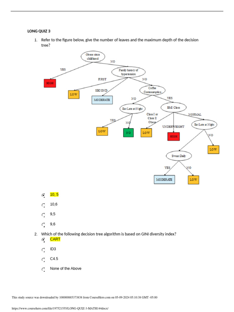 Long Quiz 3 Math144 | PDF | Cluster Analysis | Statistical Analysis