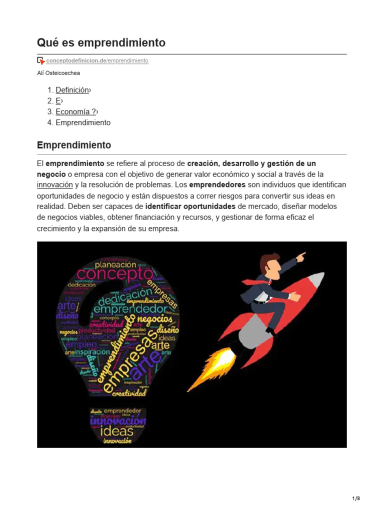 Conceptodefinicion - De-Qué Es Emprendimiento | PDF | Iniciativa empresarial | Business