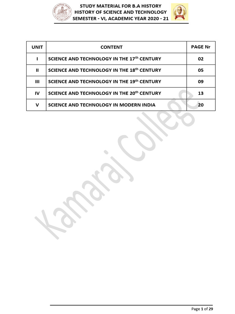 E002 Core 16 - History of Science and Technology Since 17th Century ...