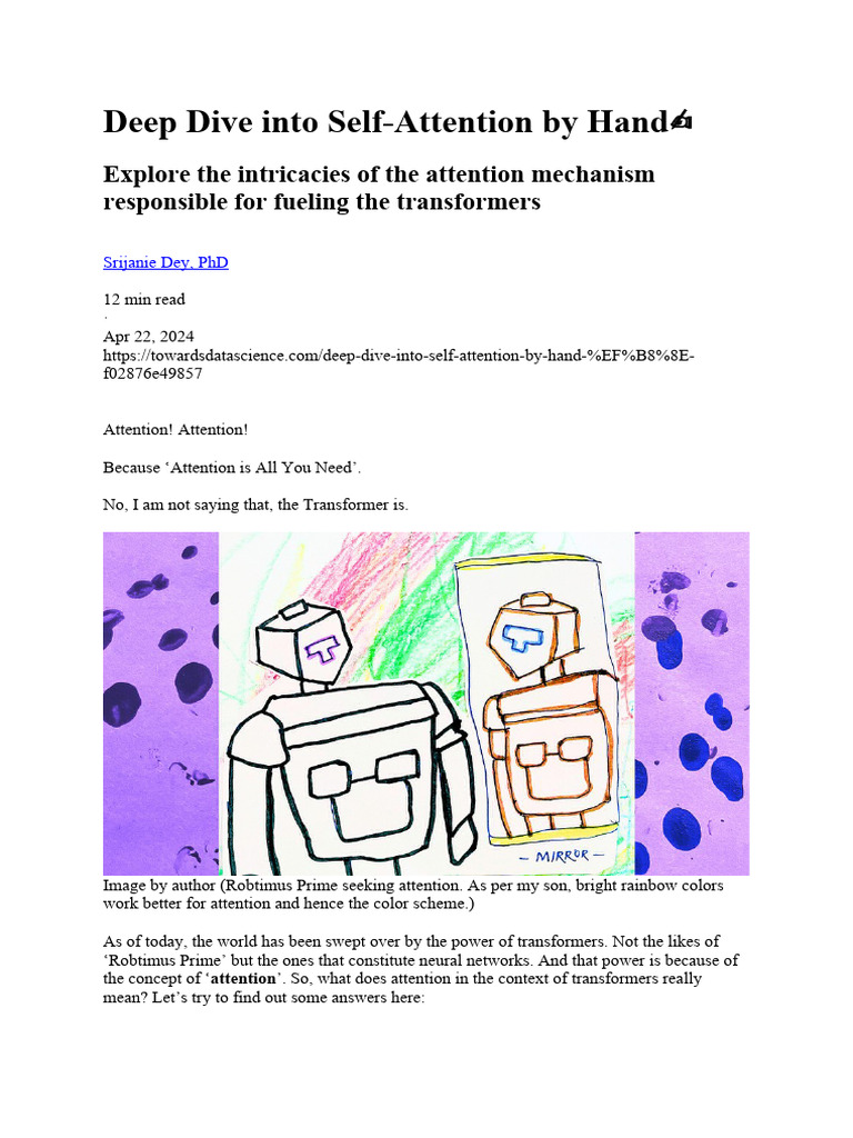 Deep Dive Into Self-Attention by Hand | PDF | Euclidean Vector | Algebra