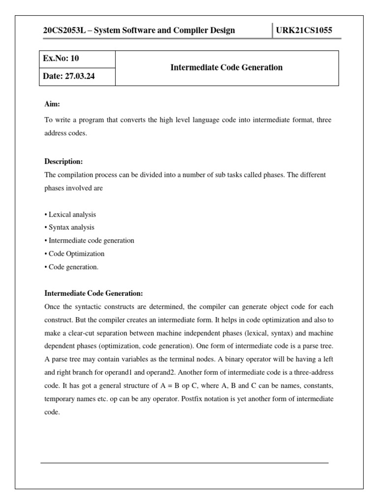 Sscd-Exp10 1058 | PDF | Compiler | Parsing