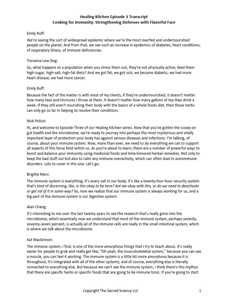 Healing Kitchen Episode 3 Transcript | PDF | Stress (Biology) | Turmeric