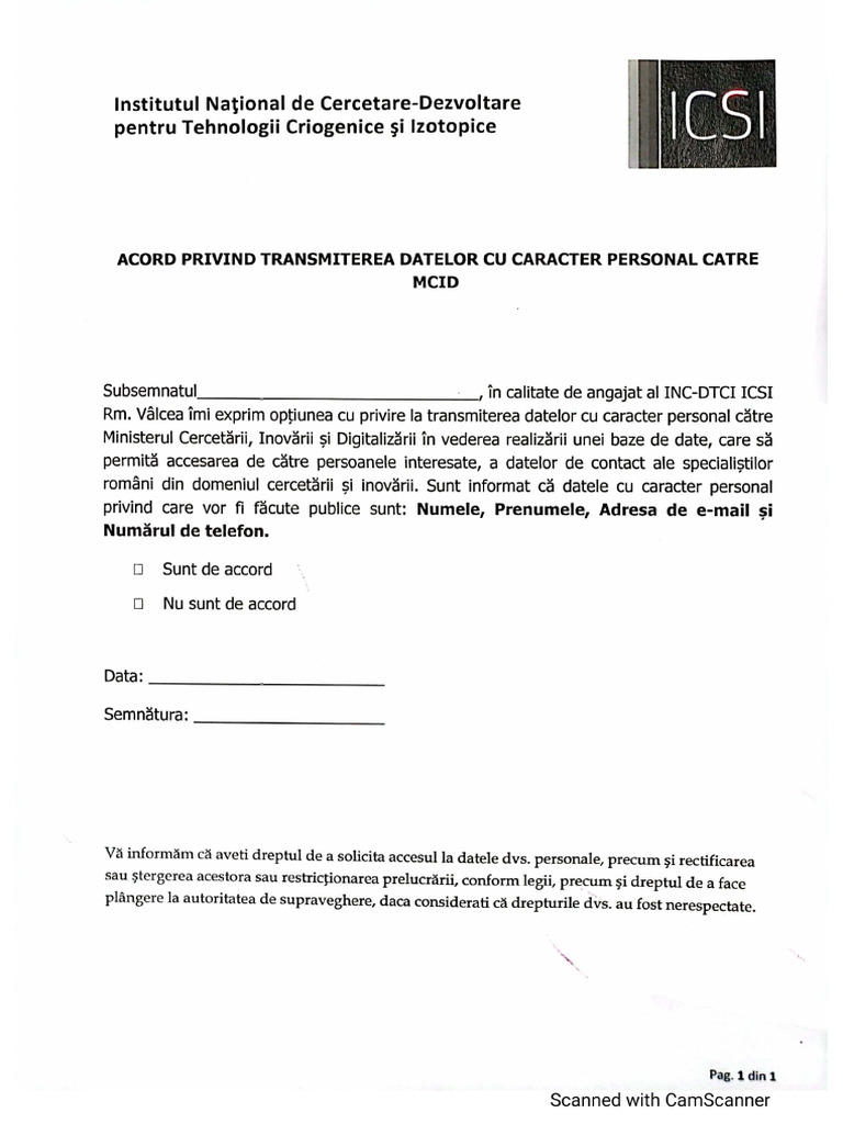 Acord Date Personale | PDF