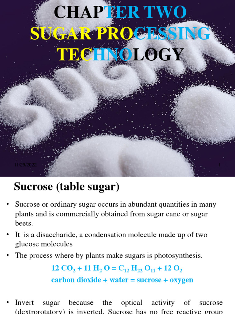 Chapter Two Sugar Processing Technology | PDF | Sucrose | Sugarcane