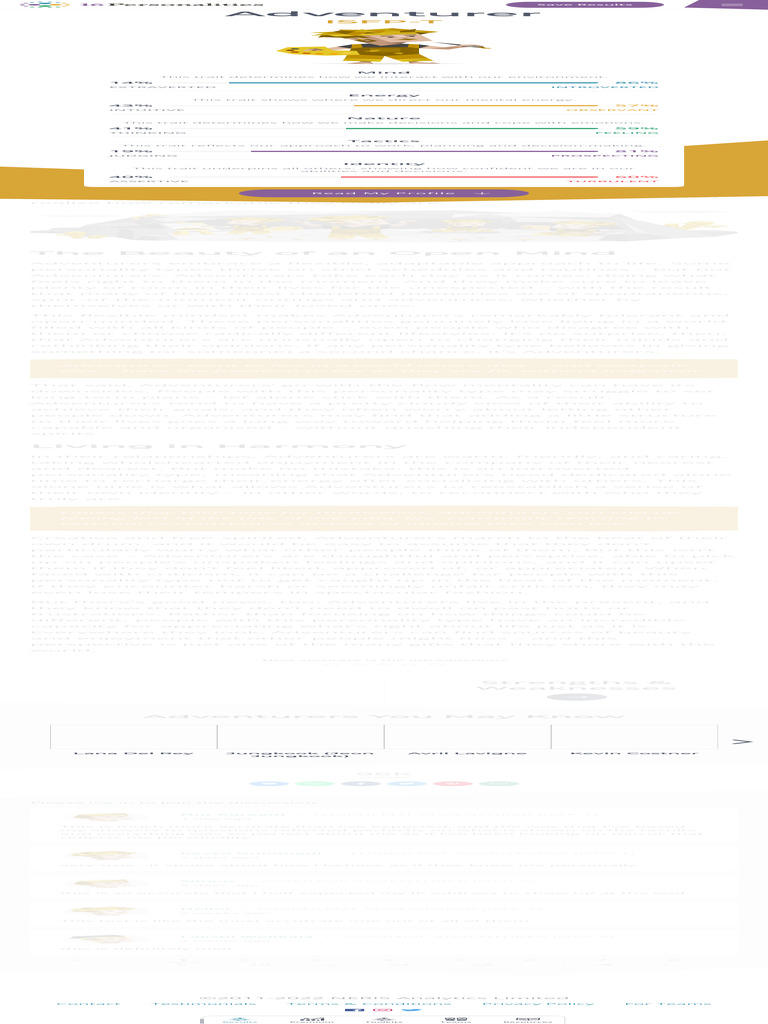 ISFP Adventurer Personality Overview | PDF