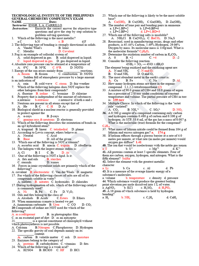 General Chemistry Review | PDF | Hydroxide | Molecules