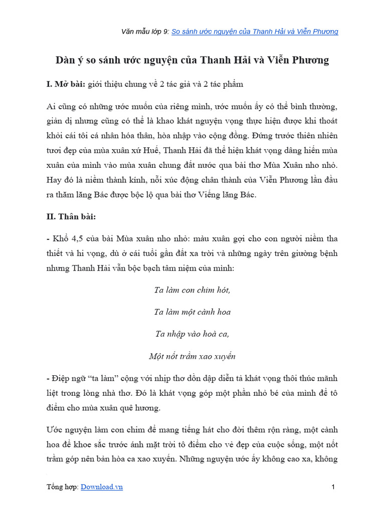 So Sanh Uoc Nguyen Cua Thanh Hai Va Vien Phuong | PDF