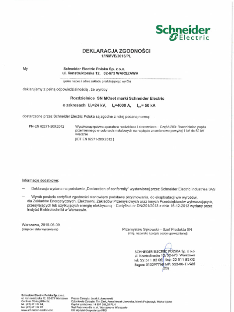 Deklaracja Zgodności MCset | PDF