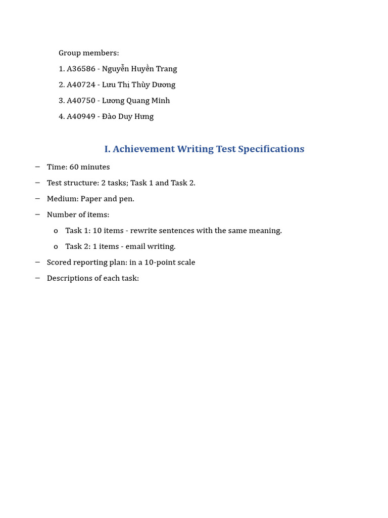 Writing Test | PDF | Vocabulary | Information