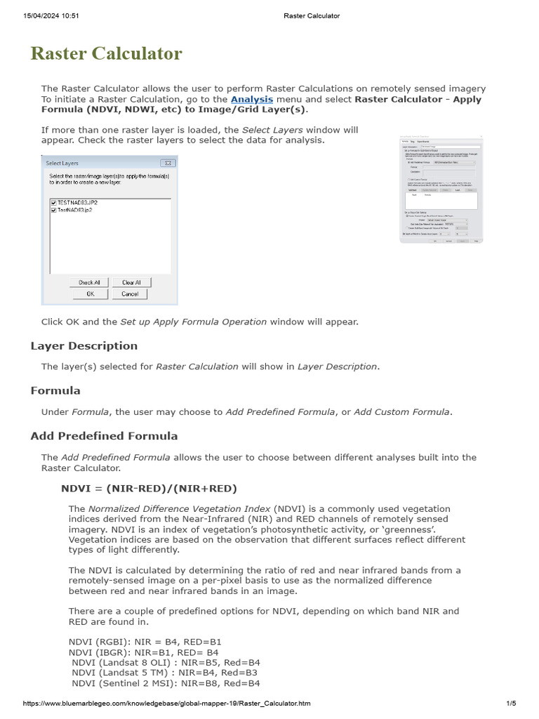 Raster Calculator | PDF | Infrared | Trigonometric Functions