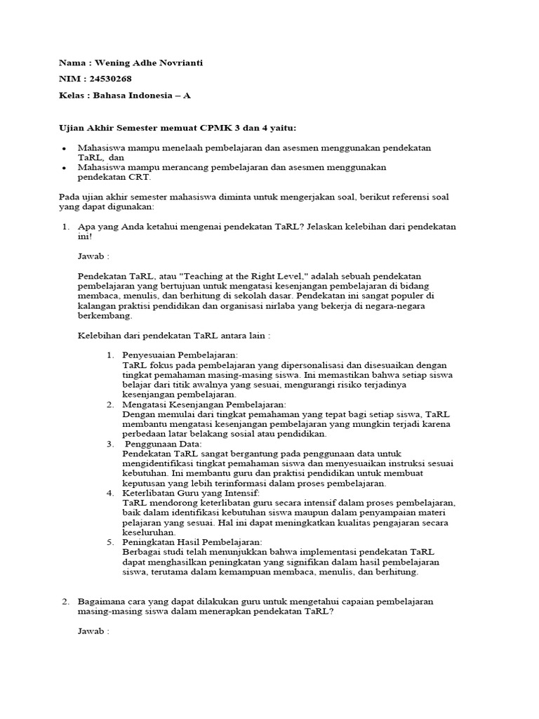 UAS Bu Ika Wening Adhe | PDF | Karier & Perkembangan