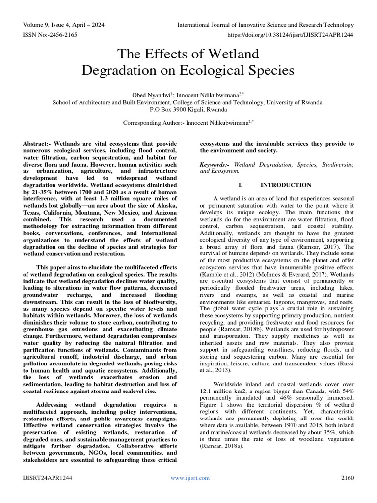 The Effects of Wetland Degradation On Ecological Species | PDF ...