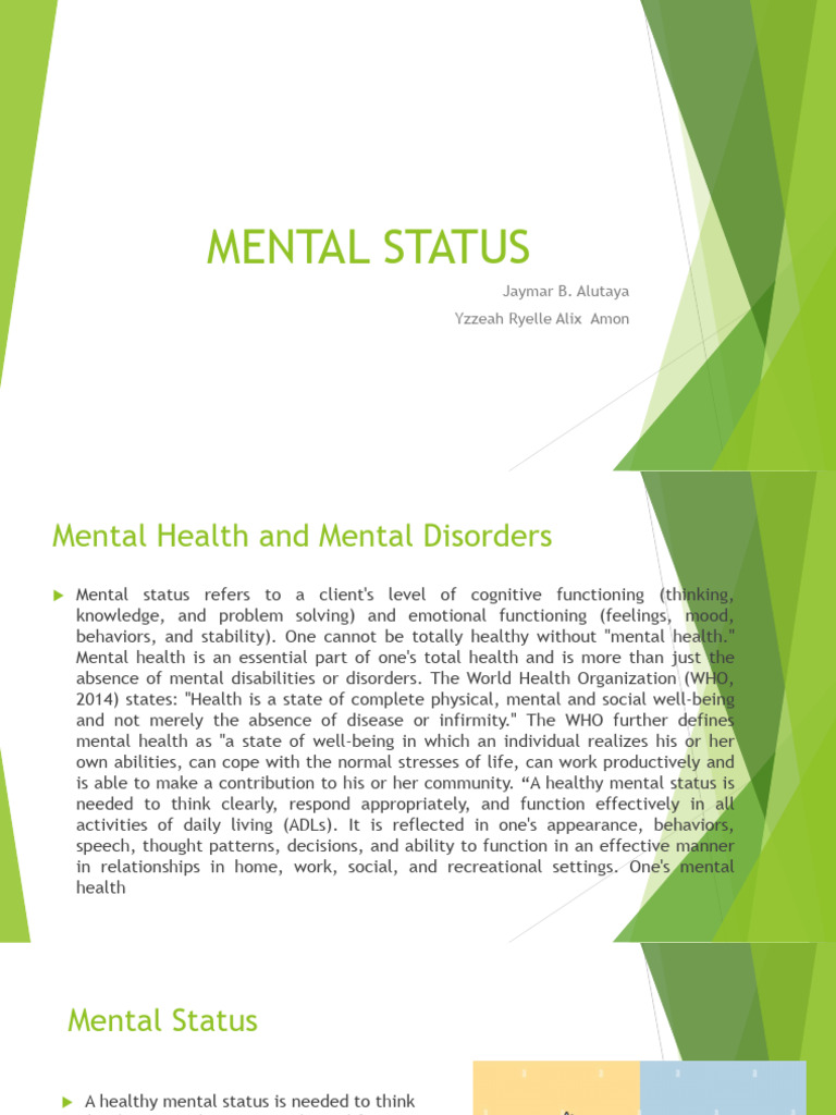 Mental Status | PDF | Mental Disorder | Major Depressive Disorder
