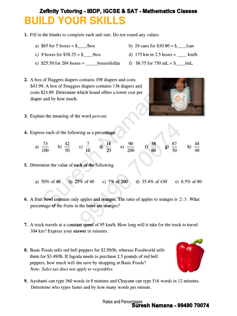 Rates and Percentages SAT | PDF