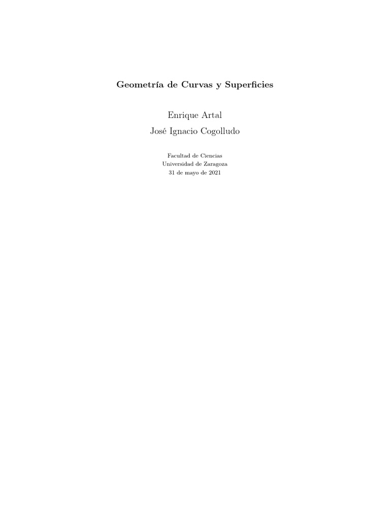 Geometría de Curvas y Superficies (2021!05!31) | PDF | Curva | Vector Euclidiano