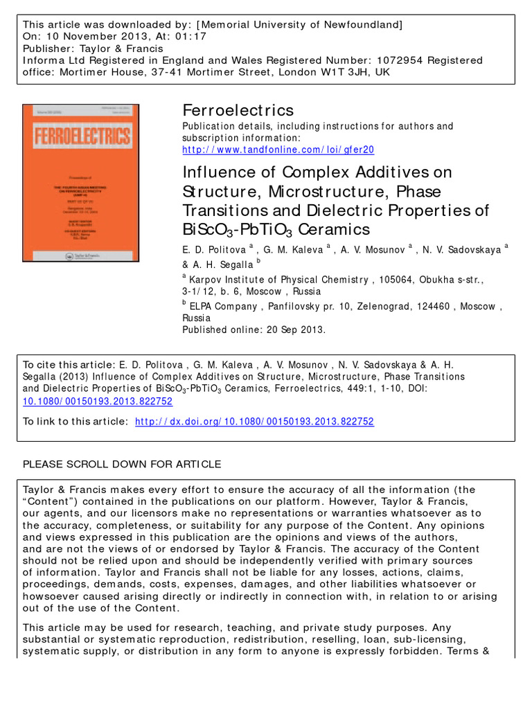 2013 Influence of Complex Additives On Structure, Microstructure, Phase Transitions and ...