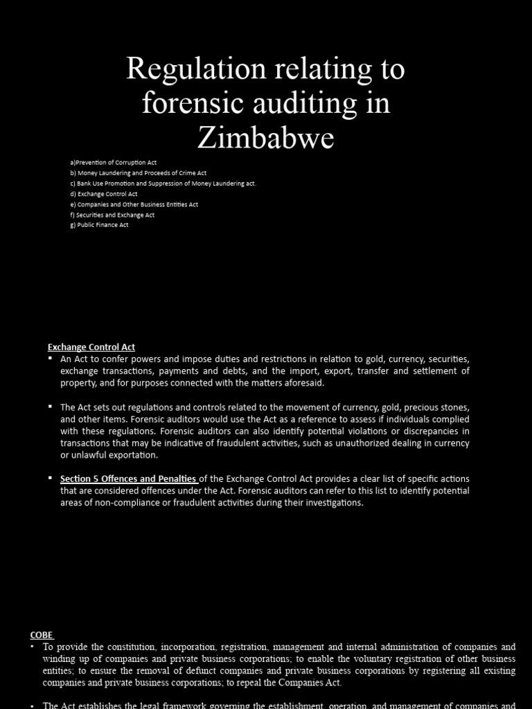 Forensic Auditing Regulations in Zimbabwe | PDF | Audit | Money Laundering