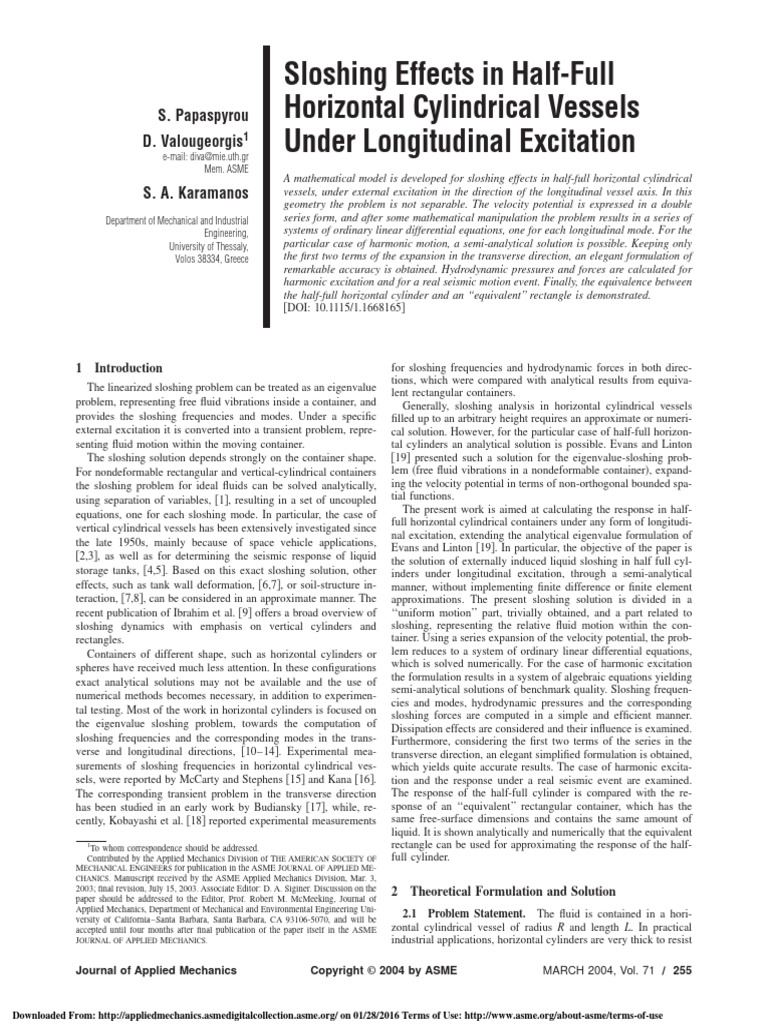 Slashing Effect in Half Filled Tank | PDF | Fluid Dynamics | Physics