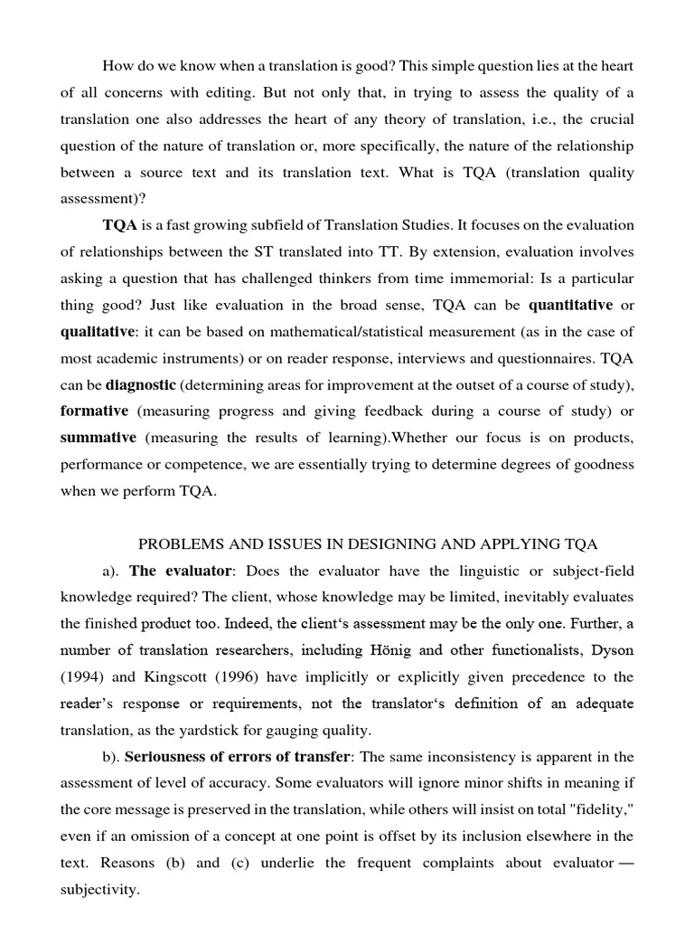 (#6) TQA Synopsis | PDF | Translations | Educational Assessment