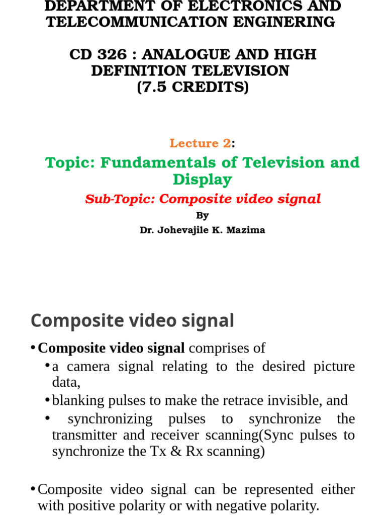 CD 326 Lecture 2 | PDF | Very High Frequency | Ultra High Frequency