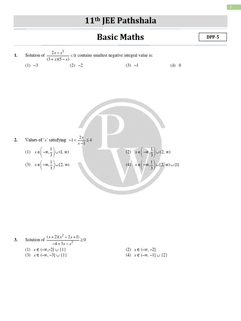 62b400c7da153f0018f8fe9f - ## - Basics of Mathematic - DPP 05 (Of Lecture 06) | PDF ...