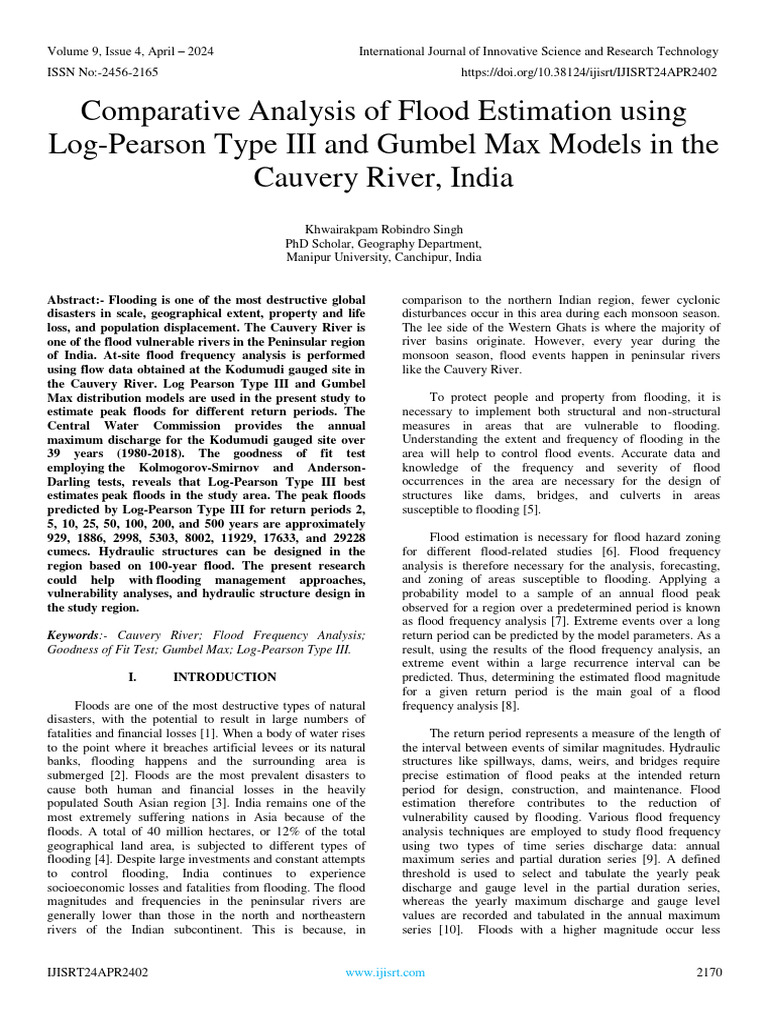 Comparative Analysis of Flood Estimation Using Log-Pearson Type III and ...