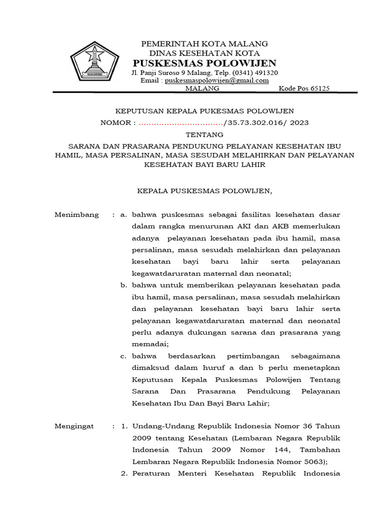 Sarana Kesehatan Ibu dan Bayi Puskesmas | PDF | Pengembangan Diri