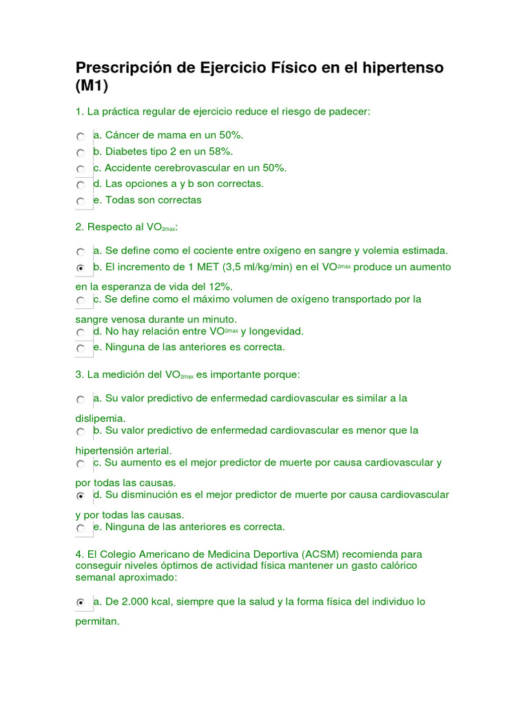 (M1) PrescripciÃ N de Ejercicio FÃ Sico en El Hipertenso 100% | PDF | Hipertensión | Presión ...