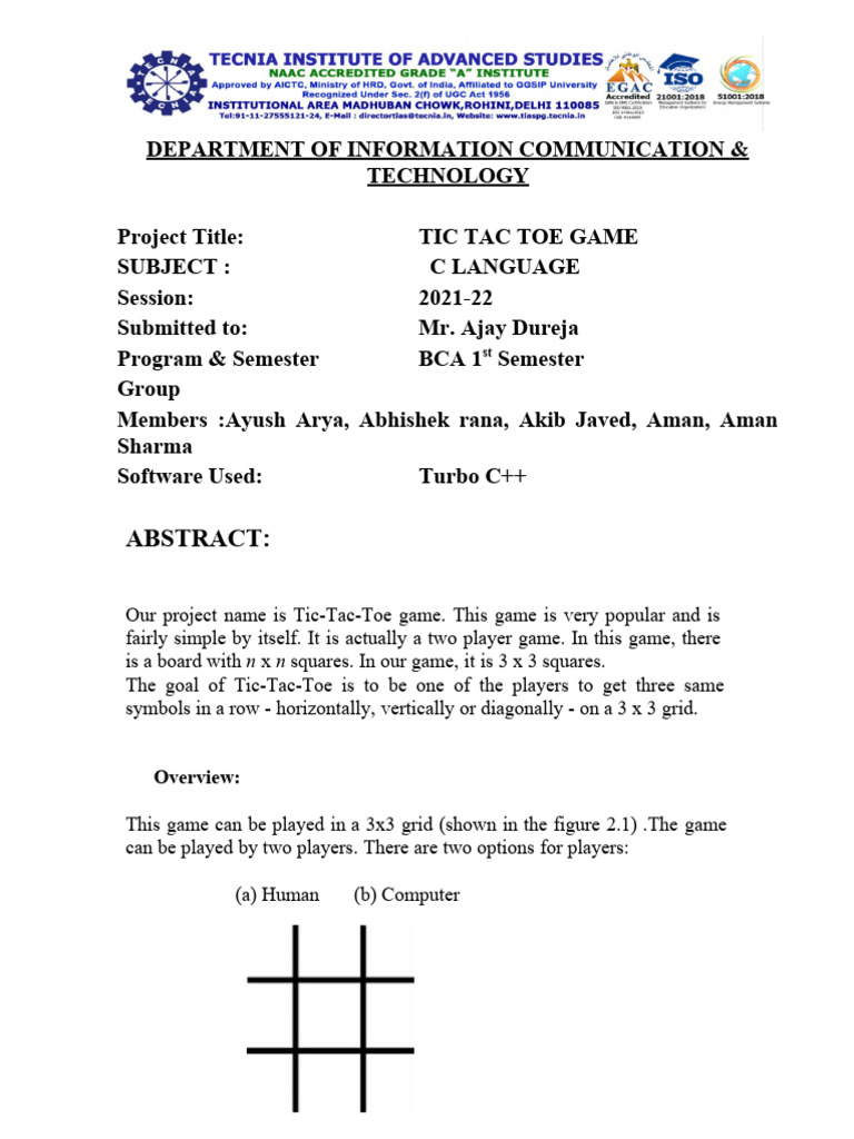 Tic Tac Toe Report | PDF | Software Engineering | Computer Science