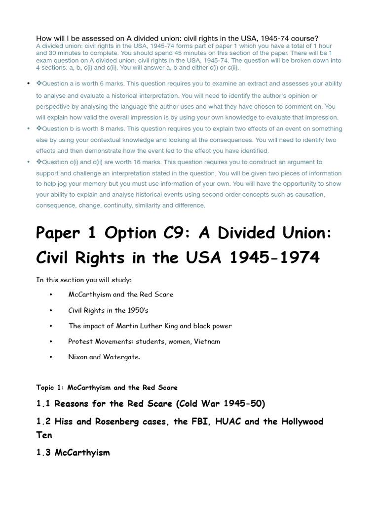 Civil Rights Assessment: USA 1945-74 | PDF | Martin Luther King Jr ...