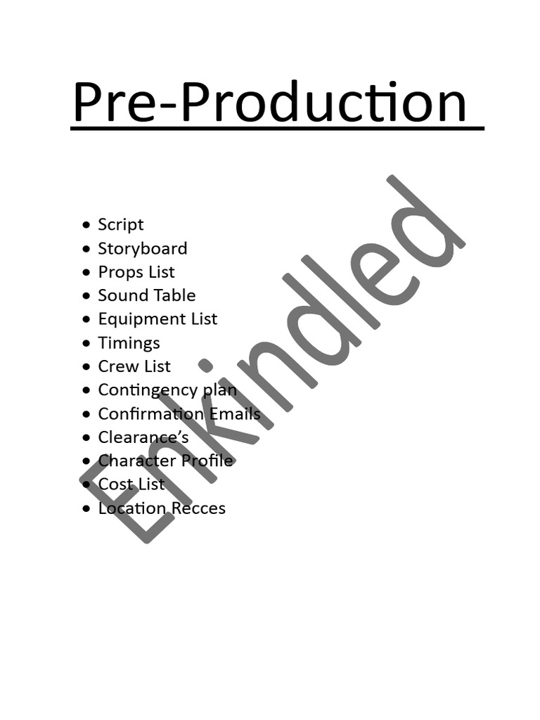 Pre Production 2 | PDF