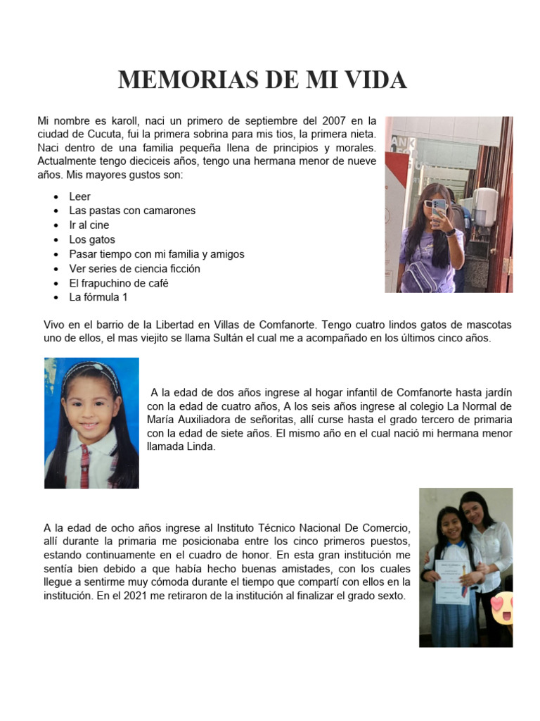 Memorias de Mi Vida | PDF