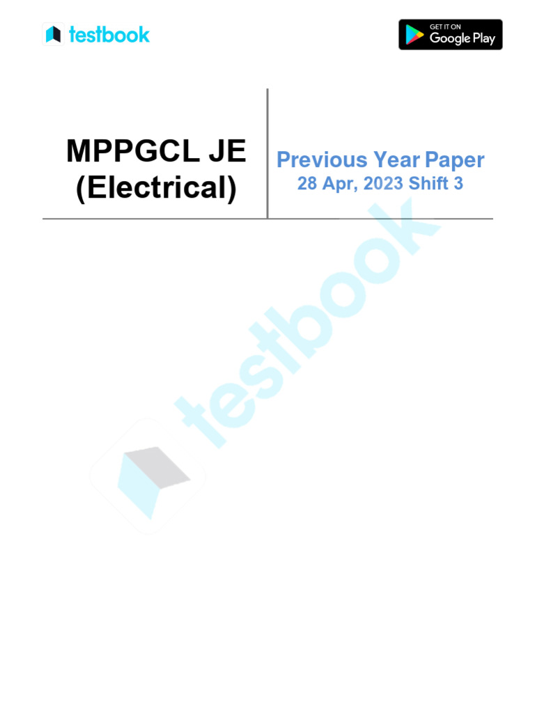 MPPGCL JE (Electrical) Official Paper (Held On - 28 April, 2023 Shift 3 ...