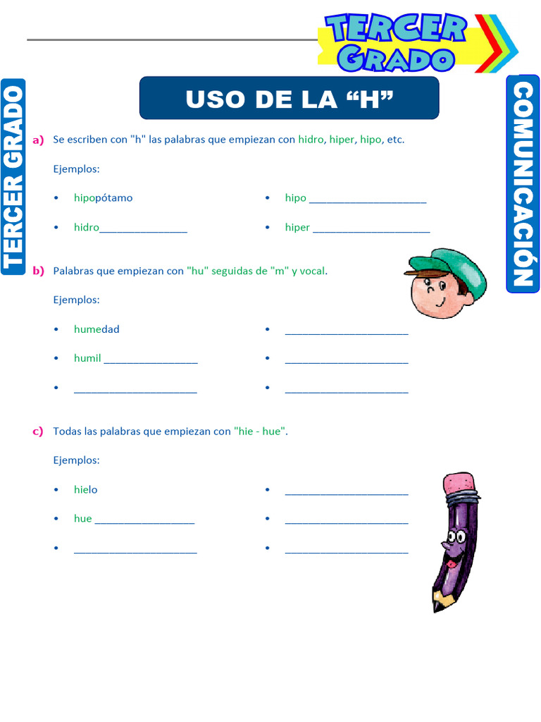 Uso-de-la-H-para-Tercer-Grado-de-Primaria | PDF
