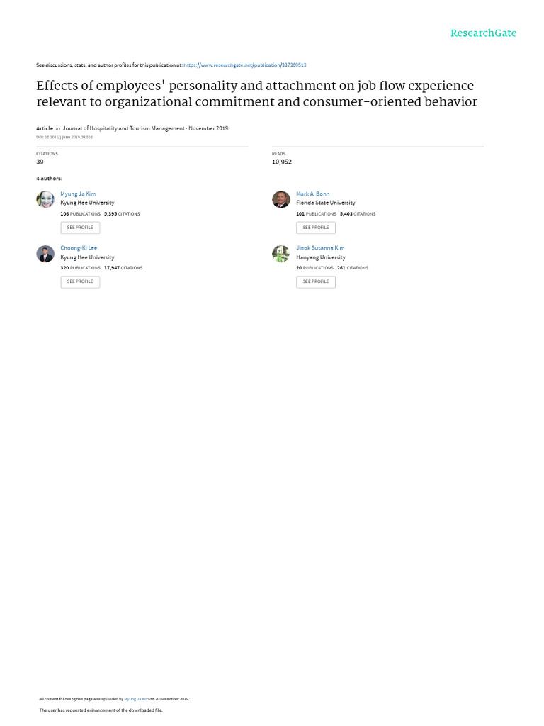 Flow És Szervezeti Elköteleződés Közötti Kapcsolat | PDF | Attachment Theory | Extraversion And ...