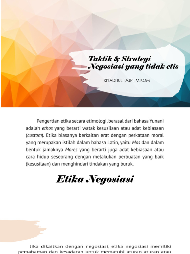 Taktik & Strategi Negosiasi Yang Tidak Etis | PDF