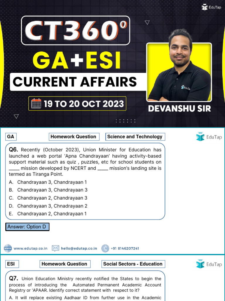 CT360 GA+ESI - 19th & 20th October 2023 | PDF | Economies