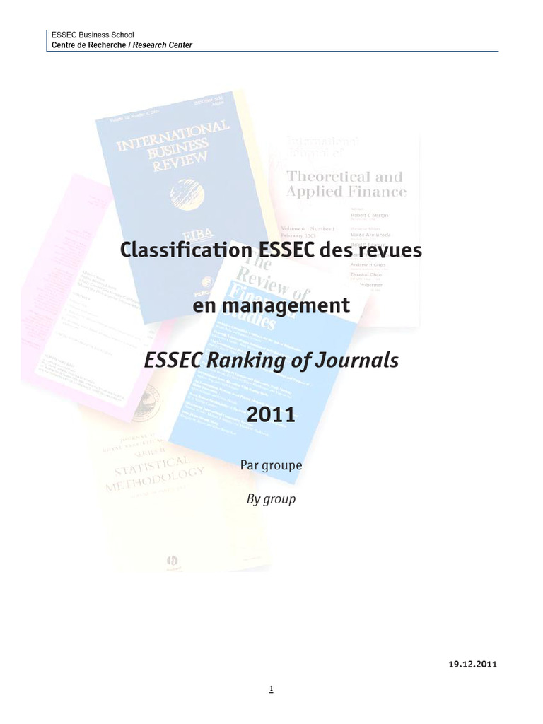 ESSEC Journal List | PDF | Elsevier | Economics