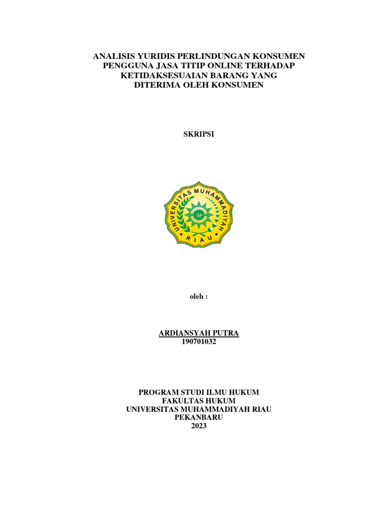 BAB 1 Proposal Ardiansyah Putra FIX PROPOSAL | PDF