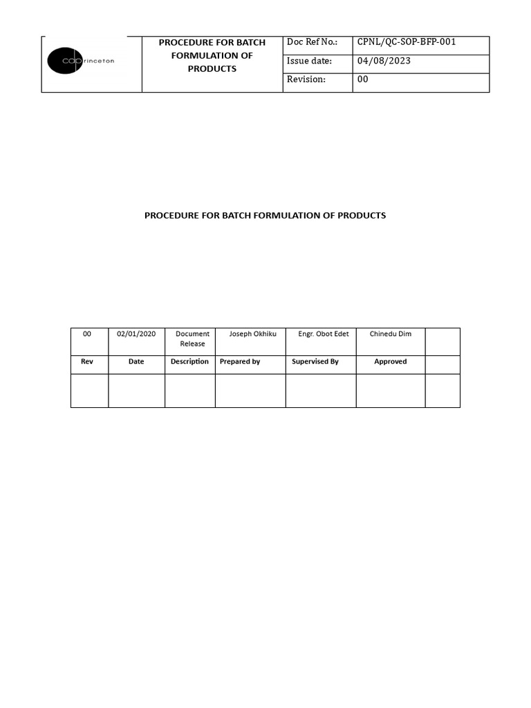 Section 2.3 - PROCEDURE FOR BATCH FORMULATION OF PRODUCTS | Download ...
