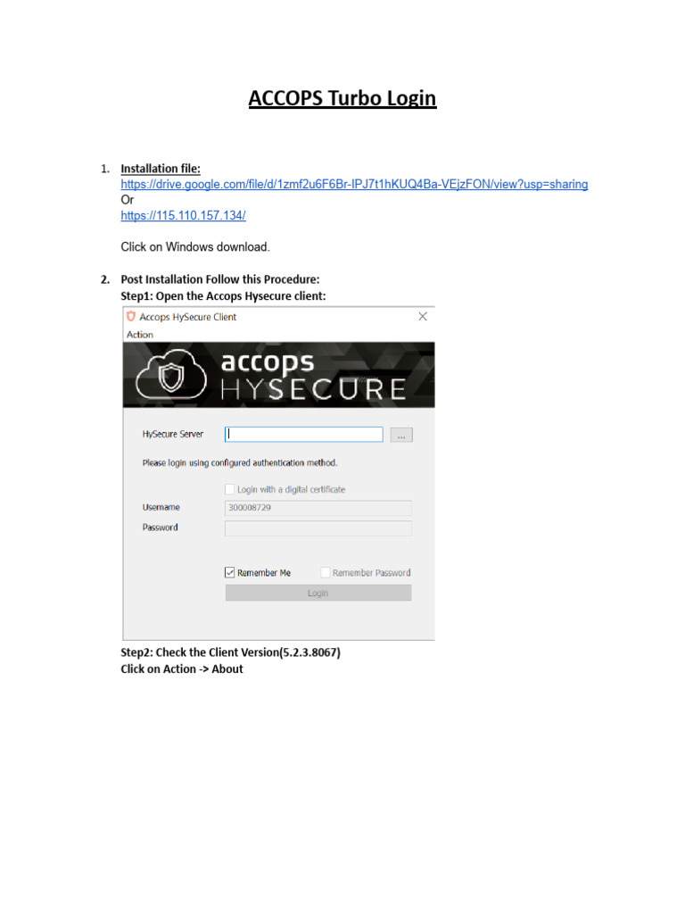 ACCOPS Turbo Login SOP | PDF
