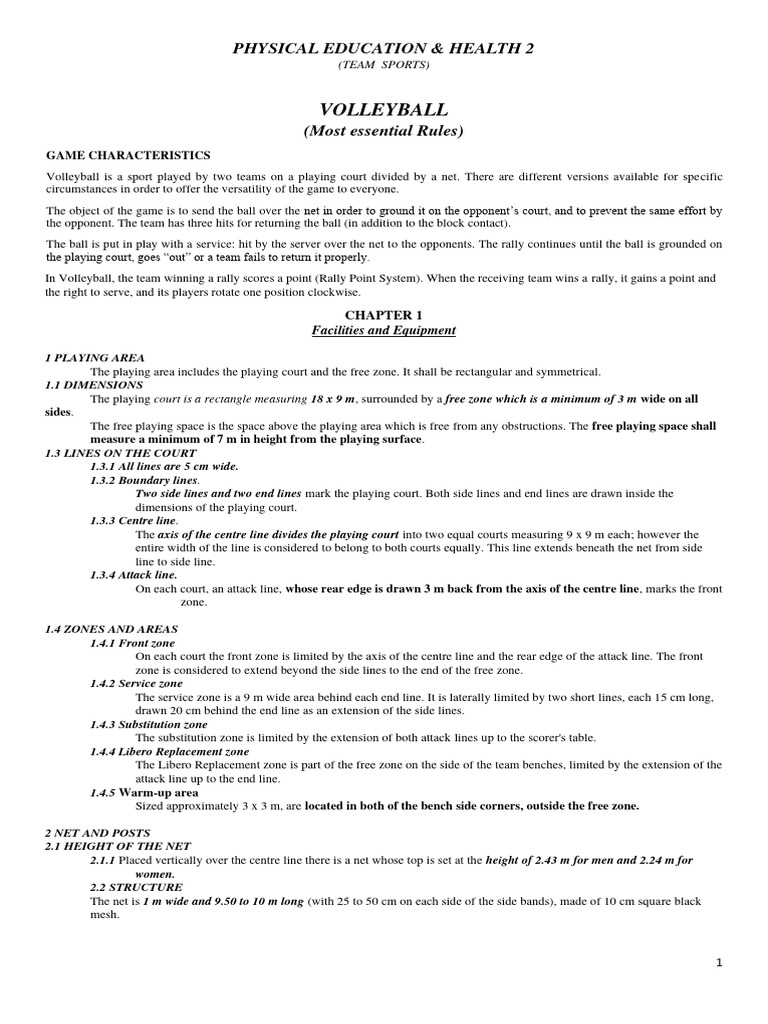 Volleyball Most Essential Rules | PDF | Volleyball | Team Sports