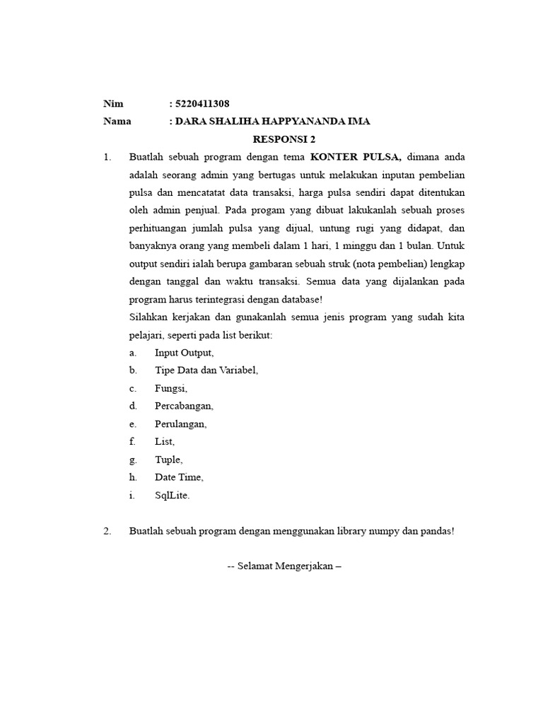 Dara Shaliha - Responsi 2 - Alpro | PDF