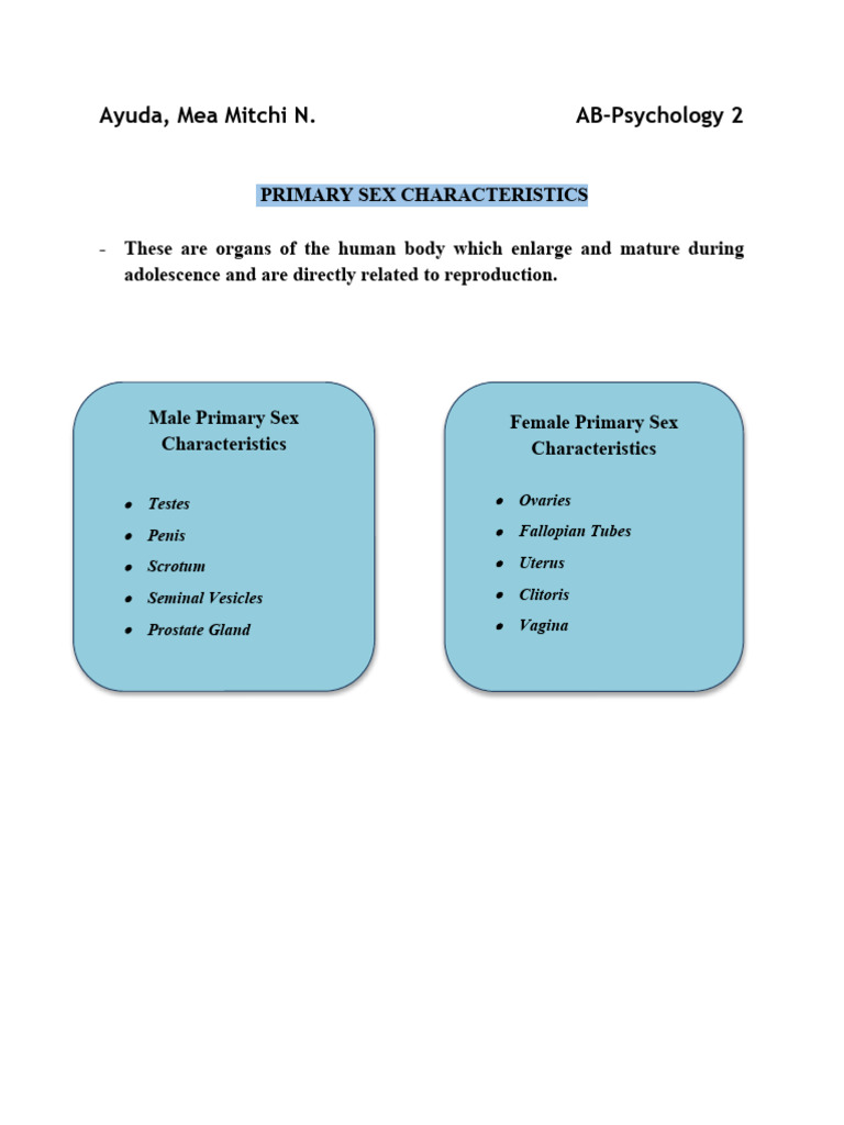 Primary Sex Characteristics Overview | PDF